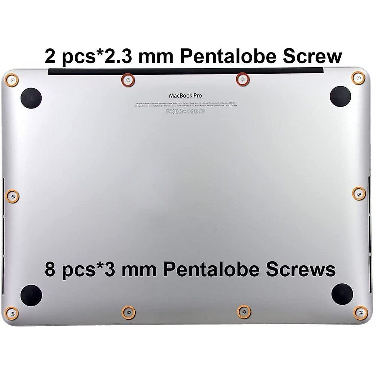 SLAUNT 4 Pack Rubber Feet 10pcs Repair Replacement Screw Compatible with Mac Book Pro Retina A1425 A1502 A1398 13" 15" Bottom Case Screw Rubber Feet and Screwdriver Repair kit