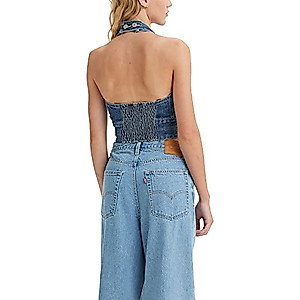 Levi's Women's Daisy Denim Halter Top, (New) Indigo Stonewash, X-Large