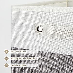 Araierd Fabric Storage Cube Bins |12x12 Cube Storage Bin with Handle, Cubby Closet Storage Bins Baskets for Organizing Shelves for Toy, Clothes(White&Grey)(12”x12”x12”-Pack of 4)