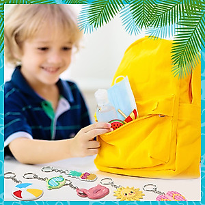 Yinkin 36 Pcs Summer Party Keychains Beach Flamingo Pineapple Turtle Surfboard Keychain for Summer Pool Theme Favor Luau Tropical Hawaiian Sea Party Supplies, 9 Styles(Pool Style)