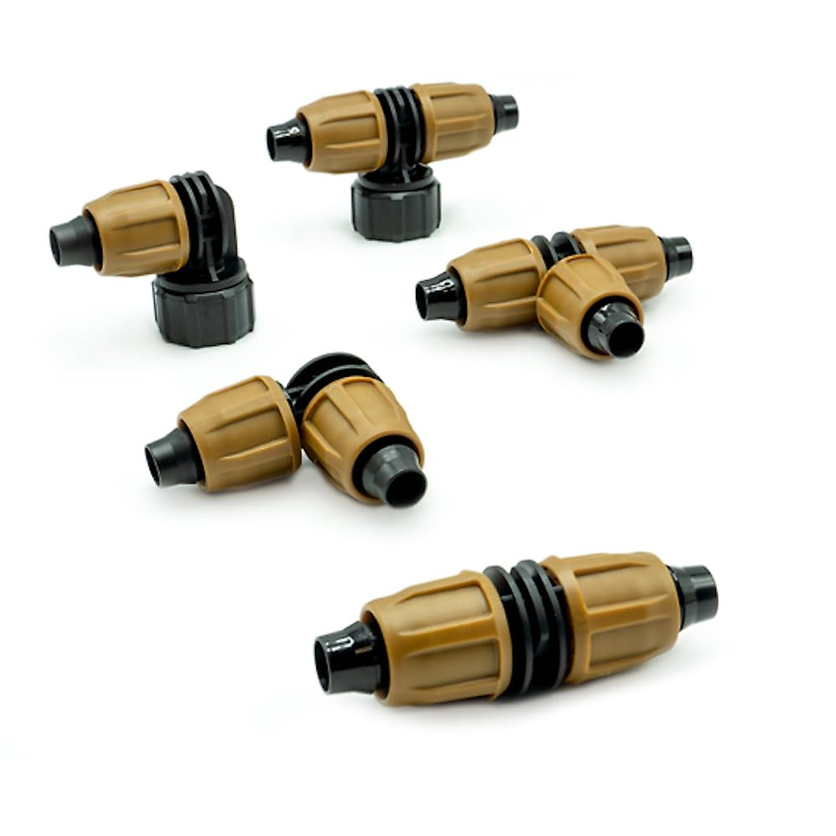 (5-Pack) 1/2" Universal Nut-Lock Coupling Drip Irrigation Tubing Compression Fitting Connector (Fits All Tubing .530, .600 and .620 ID (16, 17, 18 mm) (Coupling 5-Pack)