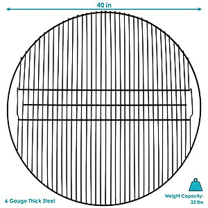 Sunnydaze Round Outdoor Fire Pit Cooking Grate - Heavy-Duty Black Steel Grilling Rack - 40-Inch