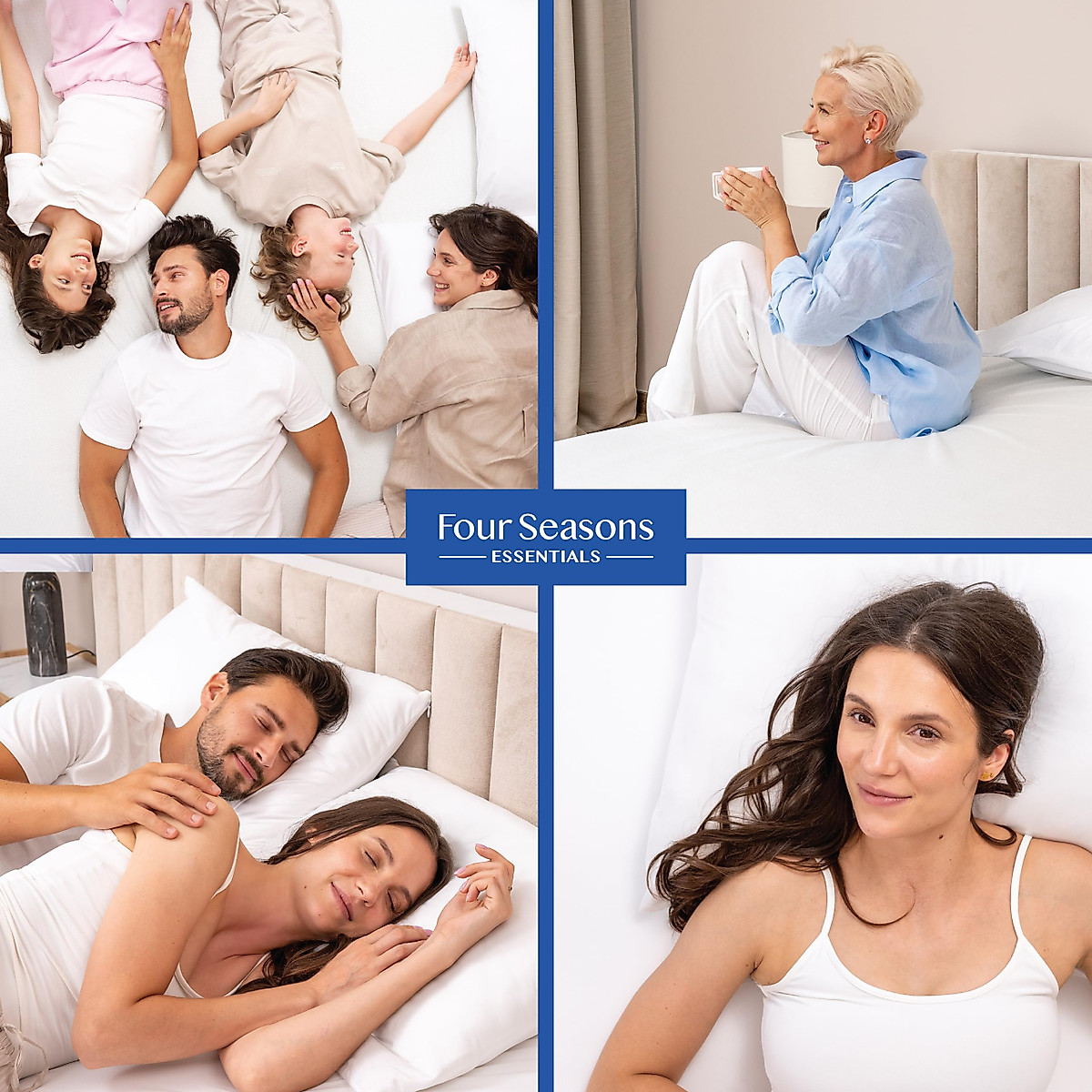 Four Seasons Essentials Standard Pillow Protectors (Set of 2) – Zippered Waterproof Pillow Covers Hypoallergenic Dust Proof Pillowcase Encasement Cover