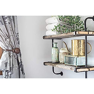 BarnwoodUSA Rustic Wooden Shelf with 2 Planks, Farmhouse Wall Ledge, Natural Weathered Gray