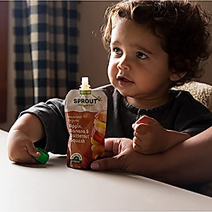 Sprout Organic Baby Food Pouches Stage 2, Organic Veggie and Fruit, Apple Banana Butternut Squash, 3.5 Ounce