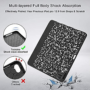 Tuosake iPad Pro 12.9 Case 2021/2022 5th/6th Generation with Pencil Holder,Slim Lightweight Trifold Stand Case【Pencil Charging+Auto Sleep/Wake】 Soft TPU Back Cover for iPad Pro 12.9 inch-Book