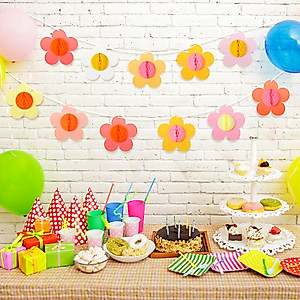 Shappy 27 Set Daisy Flower Honeycomb Balls Decorations Daisy Flower Hanging Ceiling Sign Retro Groovy Decor Hippie Boho Party Supplies for Themed Party Birthday Bridal Shower