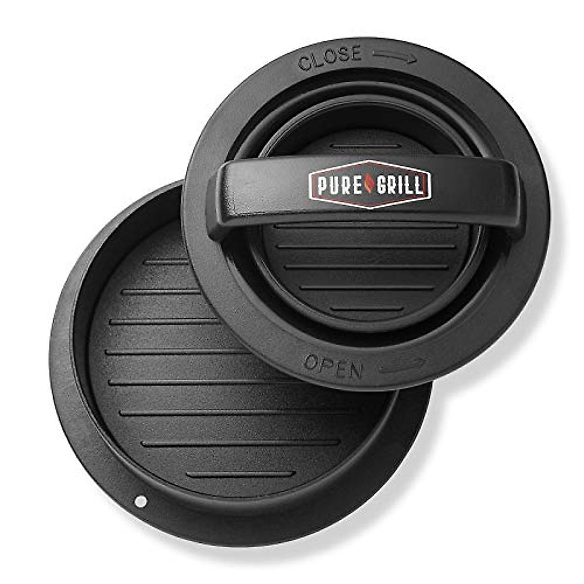 Pure Grill 3-in-1 Burger Press - Patty Maker with 100 Wax Papers for BBQ Grilling Stuffed Hamburgers, Beef Patties, and Sliders