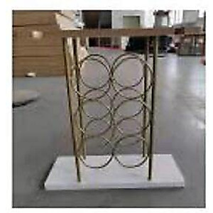 LAPEPI Wine Rack with Glass Holder, Gold Frame,Countertop Wooden Wine Rack,Holds 6 Bottles and 4 Glasses freestanding Floor, Decorative Wine Storage Rack