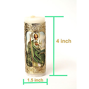 San Jude Saint Judas St. Tadeo Gold Baptism Candle Cirio Vela for Party Favors Candles 6pcs Vela repujadas Mi Bautizo Primera Comunion Confirmation Embossed DIY Gift