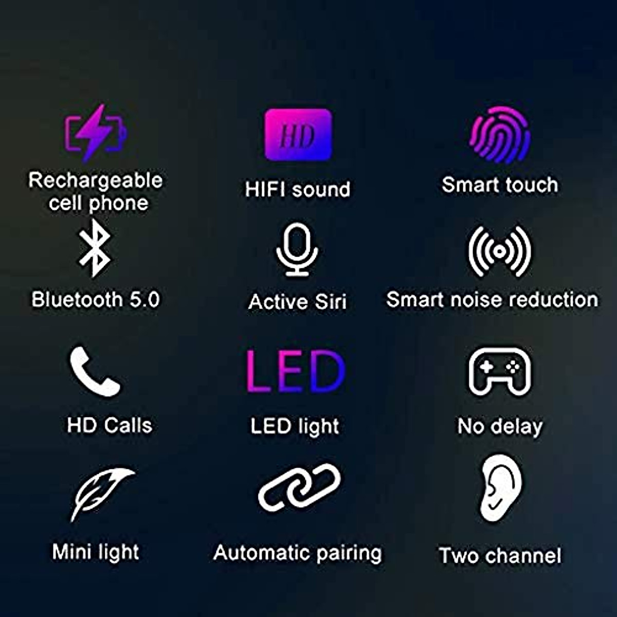 TBIIEXFL Headphones Touch Control with Charging Case Waterproof Stereo Earphones in-Ear Built-in Mic Headset Premium Deep Bass for Sport