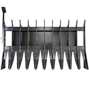 Titan Attachments Skid Steer Root Rake Attachment 60in Wide, Universal Quick Tach Hookup, Root Clearing Brush Rake, Land Clearing Site Prep Implement, Roll Debris, Silage, Brush to Burn Pile