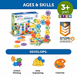 Learning Resources Gears! Gears! Gears! 100-Piece Deluxe Building Set - Ages 3+, Preschool Building Sets, Gears Toys for Kids, STEM Toys for Toddlers, Construction Toy Set