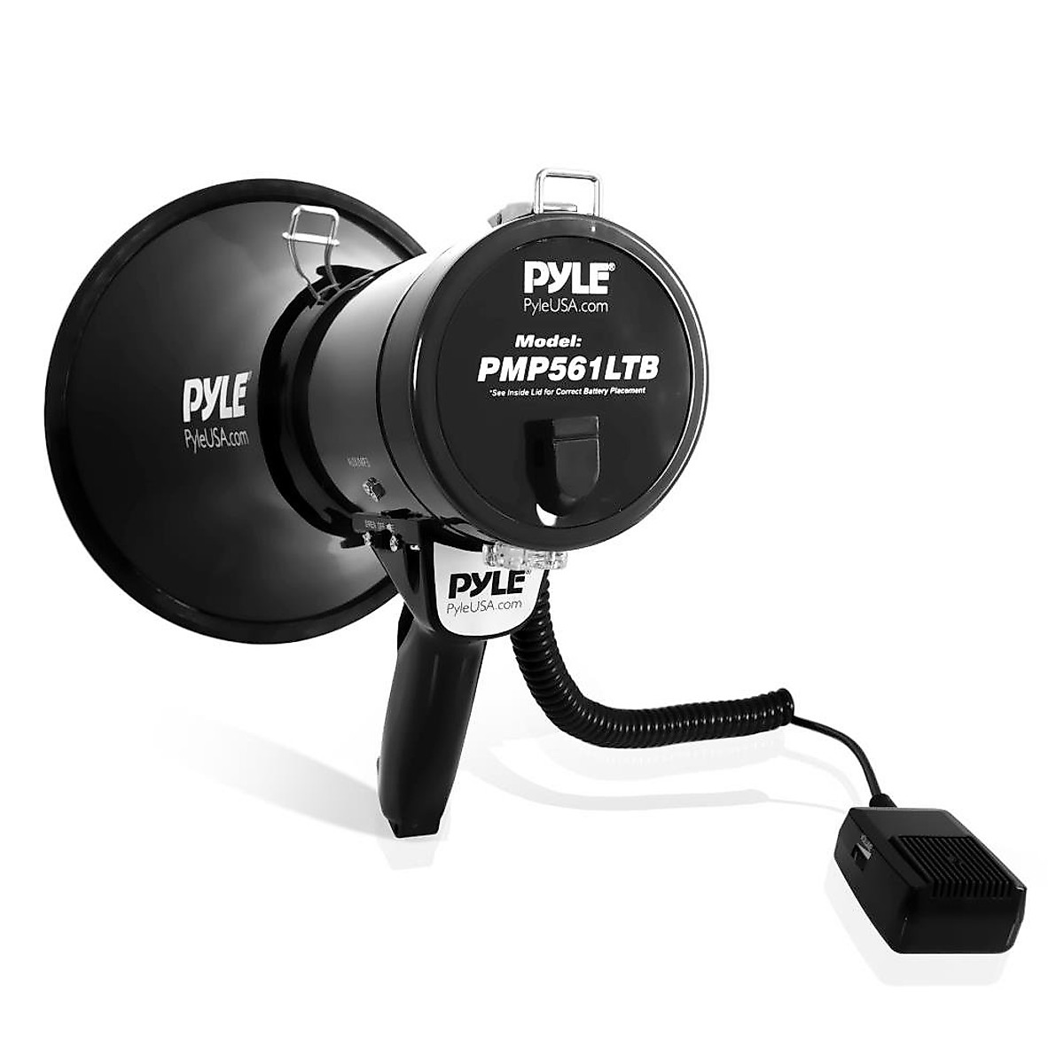 Pyle 50W Portable Megaphone Bullhorn Speaker with Microphone, Alarm Siren & Adjustable Volume - Indoor/Outdoor Use | Duracell Coppertop C Batteries, 8 Count Pack