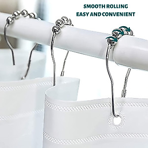 Shower Curtain Hooks - Set of 12 Shower Curtain Rings- Rust Resistant Shower Curtain Rings Stainless Steel Curtain Rings for Bathroom Shower Rod Hangers Silver