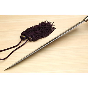 Yoshihiro Kurouchi Super Blue Steel Stainless Clad Sujihiki Slicer Chef Knife (9.5" (240mm) & Saya, Black Pakkawood Handle)