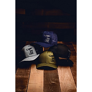 Nine Line Black Snapback Dropline Hat - Adjustable Trucker Baseball Cap with Mesh - Embroidered American Flag and Dropline Logo - Unisex Outdoors Tactical Hat