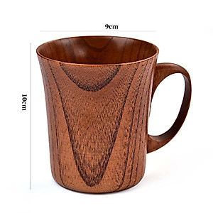 Aritjt Wooden Coffee Cups Tea Cups with Handle, 9.5oz, 280ml, Wood Outdoor Travel Man Mug Tea Camping Cup,Drinking Wood Mugs for Beer/Coffee/Milk/Water