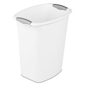 Sterilite 10358006 3 Gallon/11.4 Liter Wastebasket, White with Titanium Inserts, 6-Pack