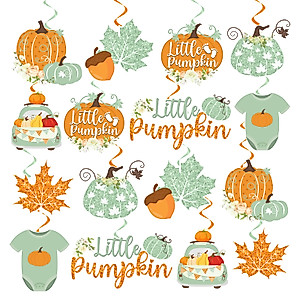 Little Pumpkin Baby Shower Decorations Hanging Swirls, Little Pumpkin Fall Hanging Decorations Autumn Leaf Hanging Pumpkin Decorations for Little Pumpkin Baby Shower Fall Party Decorations