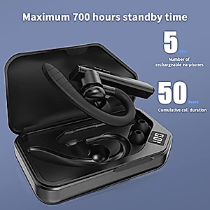MICJIASD Bluetooth Headset, Bluetooth Earpiece with 500mAh Charging Case 50H Playtime, V5.1 Hands-Free Wireless with Noise Canceling Dual-Mic, for Business,Office and Driving