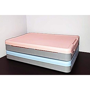 Durable Plastic Folding Storage Box Organizer with Lids, Folding Plastic Stackable, Containers for Home & Garage Organization (Pink)