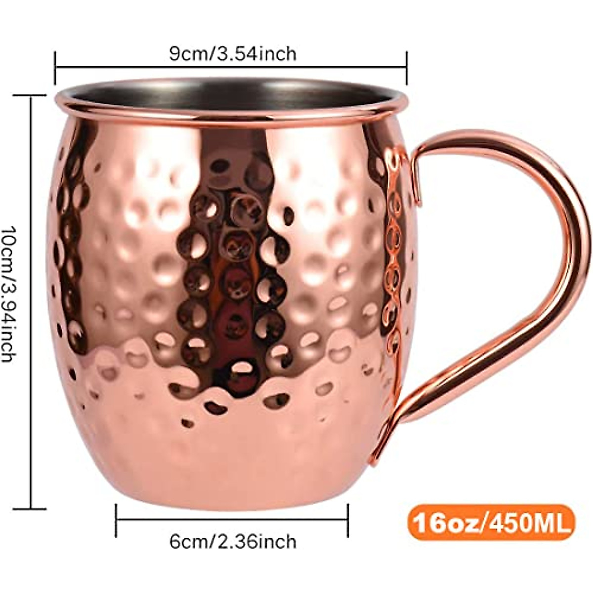 Eligara Moscow Mule Copper Mugs Set of 4 (16 oz), 100% Handmade Pure Copper Cup, Make Any Drink Taste Better. Gift Set: 1 Shot Glass 4 Straws and 4 Coasters (Classic - Cork Coaster)