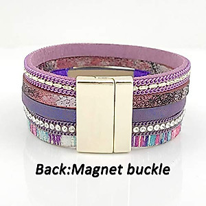 Inspirational Tree of Life Leather Bracelets for Women Boho Jewelry Gifts for Women Wristbands Cuff Bracelet Purple