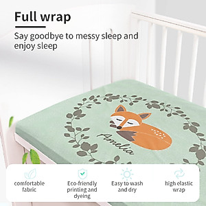 Personalized Standard Fitted Crib Sheets with Name, Custom Cartoon Shark Baby Crib Mattress Sheets for Baby Boys, Nursery Bedding Crib Essentials for Infant Toddler, 28”x 52”