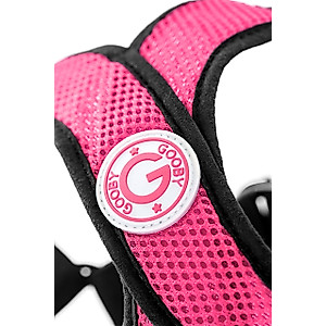 Gooby - X Harness, Small Dog Choke Free Step-in Harness with Synthetic Lambskin Soft Strap, Flamingo Pink, Large