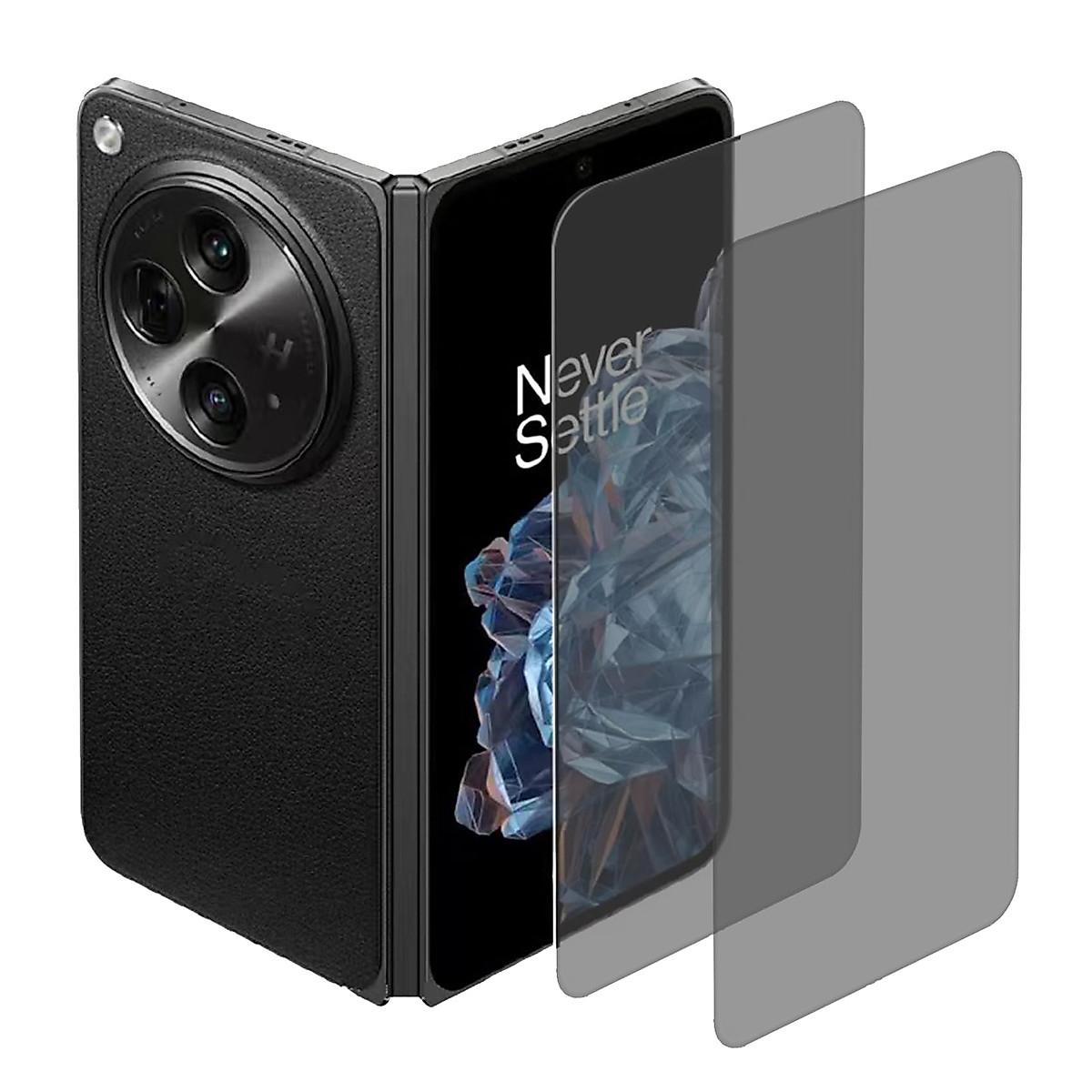 TURAJA For OnePlus Open 9H Tempered Glass Front Screen Protector+Camera Lens Protector (2* Privacy Screen Protector)