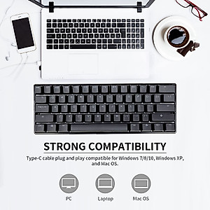 VIMUKUN 60% Mechanical Gaming Keyboard,RGB Backlit Wired Ultra-Compact Mini Keyboard, Waterproof 61 Keys Keyboard with Red Switch for Windows Laptop/PC/Mac