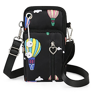 Small Crossbody Wallet Phone Bag, Nylon Cell Phone Purse, Travel Crossbody Bag Cell Phone Shoulder Bag Arm Bag Mini Wallet Purse, with Headphone Port (Balloon)