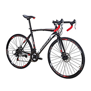 EUROBIKE YH-XC550 Road Bike for Men 54cm Frame Bicycle 700C Wheels Aluminium Rims 21 Speed Dual Disc Brake Commuter Bikes (30mm Rims)