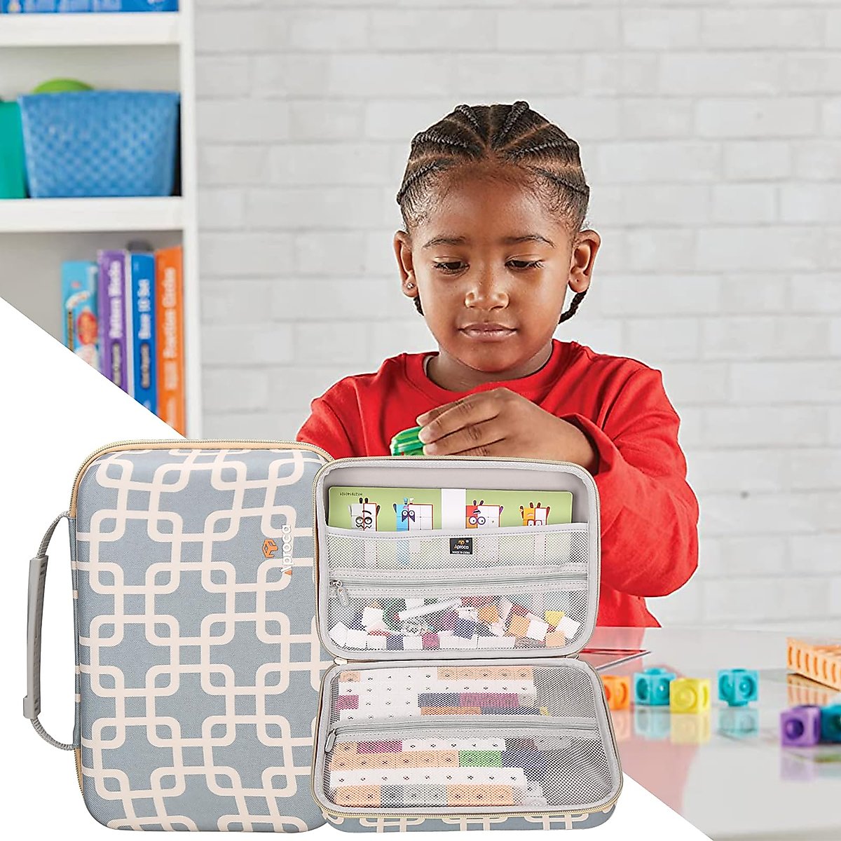 Aproca Hard Storage Travel Case, for hand2mind MathLink Cubes Numberblocks 11-20 Activity Set (Case Only)
