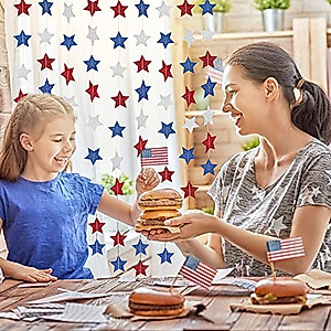 4th of July Decorations, 5 Strands Red White and Blue Star Garland Banner Memorial Day Decorations Patriotic Decorations Party Supplies for Labor Day, Independence Day, Veterans Day Celebration