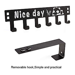 Eywlwaar Over The Door Hooks 6 Hanger Rack Decorative Metal Rack for Home Use Hats Coats Key Bag Clothes Scarfs Hooks (Black)