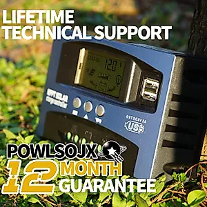 POWLSOJX 60A Solar Charge Controller 12V/24V Auto-Adapting, MPPT Technology, and Multiple Protection Features (60A)