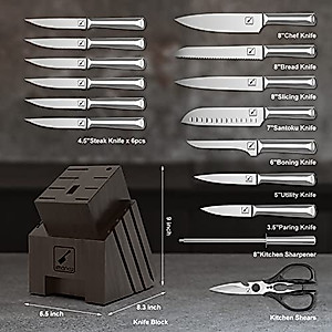 Knife Set, imarku 16 PCS High Carbon Japanese Stainless Steel Knife Sets for Kitchen with Block, Ultra Sharp Kitchen Knife Set with Sharpener Chef Knife Set, Dishwasher Safe