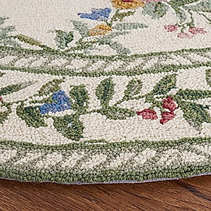 SAFAVIEH Chelsea Collection Area Rug - 3' Round, Ivory, Hand-Hooked French Country Wool, Ideal for High Traffic Areas in Living Room, Bedroom (HK60A)