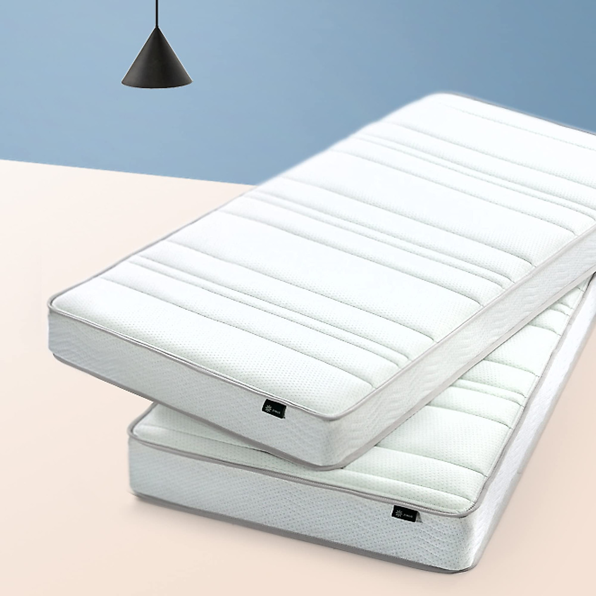 Zinus 6 Inch Foam and Spring Twin Mattress 2 Piece Set for Bunk Beds / Mattress-in-a-Box