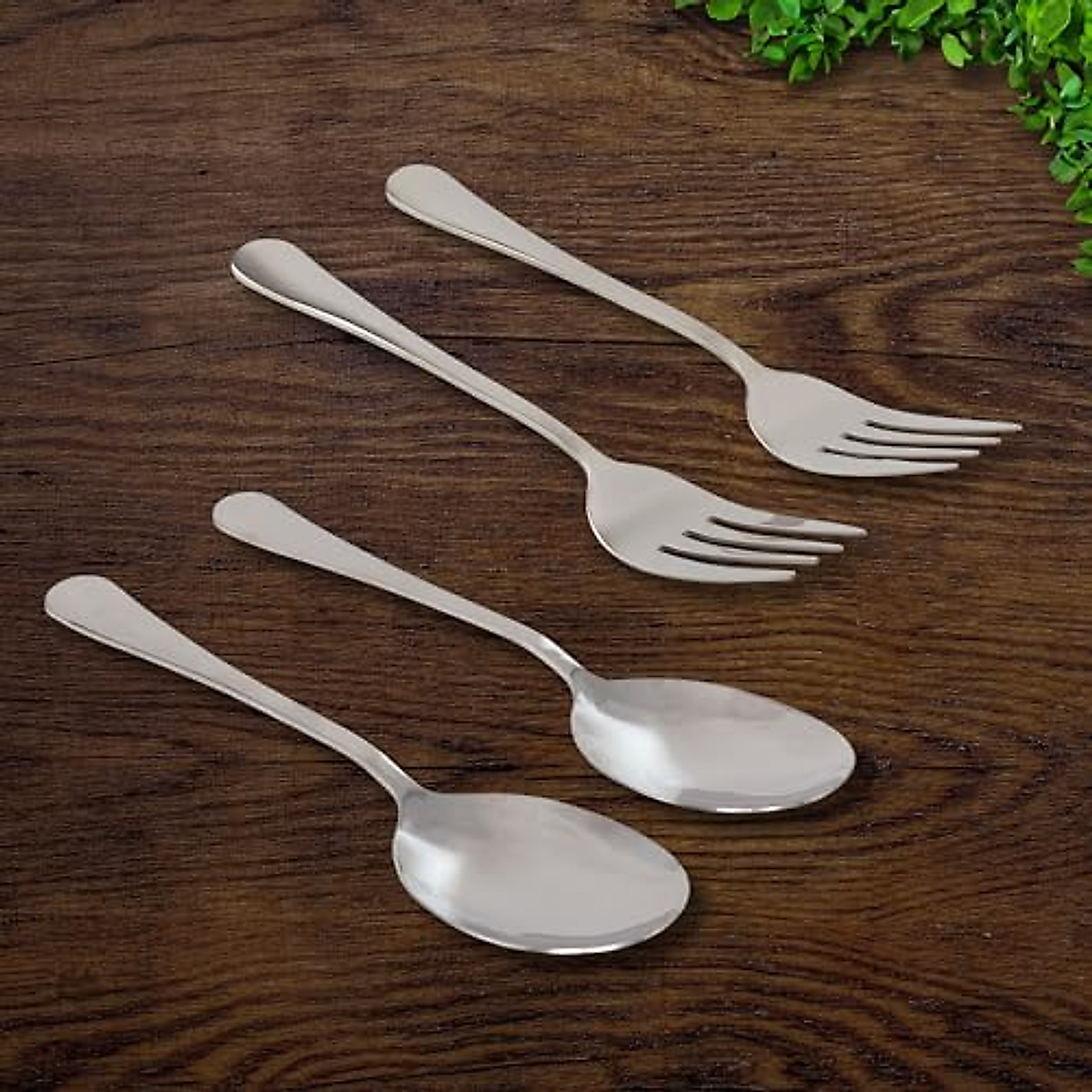 Cornucopia Serving Spoons & Large Serving Forks Set (4 pack, 2 of each); Buffet & Banquet Style Elegant Classic Serving Utensils