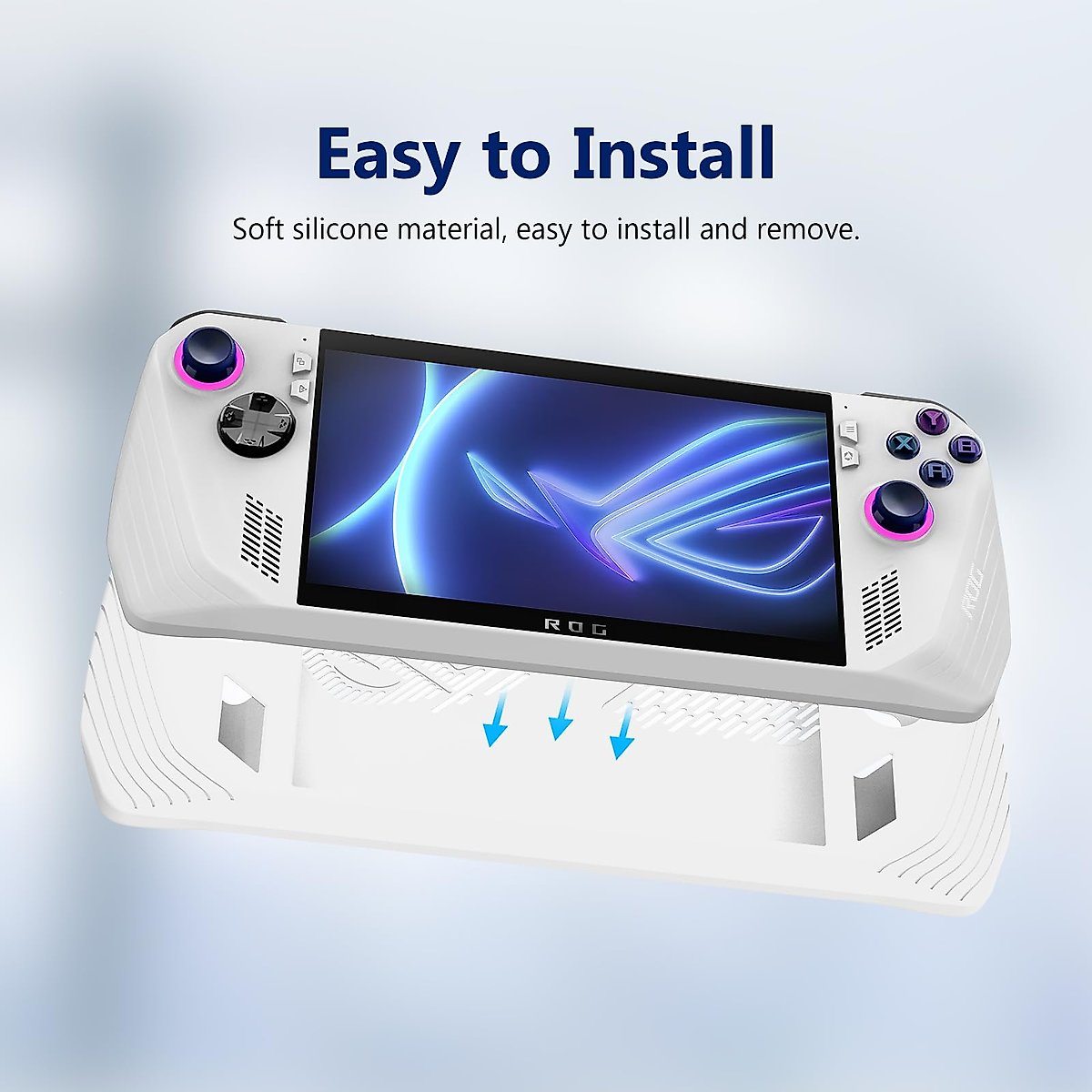 Writiany Protective Silicone Case for 2023 ASUS ROG Ally Game Console Drop-Proof Case for 2023 ASUS Rog Ally Handheld Case (White)