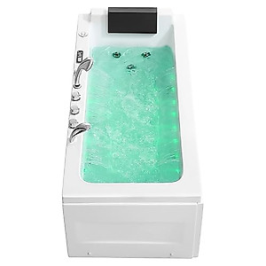 67 in Whirlpool Bathtub,Empava Jetted Tub with Heater,Hydro Massage Bathtub with 9 Water Jets+8 Air Jets,SPA Bathtub with Waterfall,Whirlpool Tub with Light,LED Control Panel