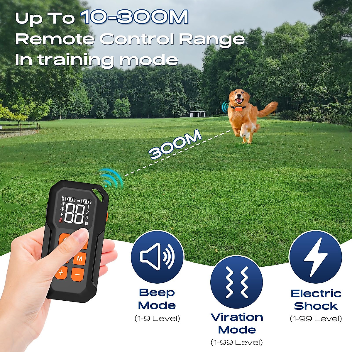 WTBFX Wireless Dog Fence System,Electric Fence for Dog,Dog Training Collar with Remote,Portable 2 in 1 Wireless Dog Fence Waterproof and Rechageable Collar,Medium and Large Dog Collar