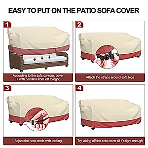 【Upgraded】 Heavy Duty 600D Patio Furniture Sofa Covers, U-COMSO 2-Seater Outdoor Furniture Cover Waterproof for Sofa Loveseat Couch (60" W×34" D×30" H)