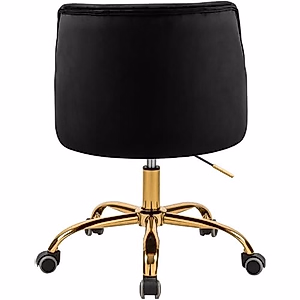 Pemberly Row Contemporary Velvet Swivel Adjustable Office Chair in Black