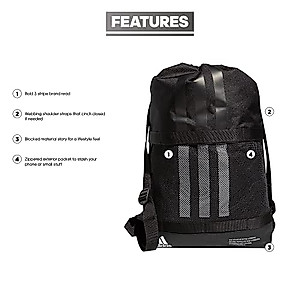 adidas Amplifier II Blocked Sackpack, Black/White, One Size