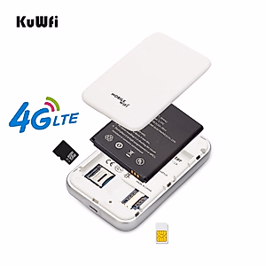 KuWFi 4G LTE Mobile WiFi Hotspot Unlocked Travel Partner Wireless 4G Router with SIM Card Slot Support B1/B3/B5/B7/B8/B20 in Europe Caribbean South America Africa