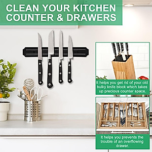 SWZHAI Magnetic Knife Holder For Wall 13 inch Kitchen Knife Magnetic Holder Extra-Strong Magnet Knife Holder Strip, Knife Magnetic Strip for Tool Kitchen Garage Workshop (2 Pack)